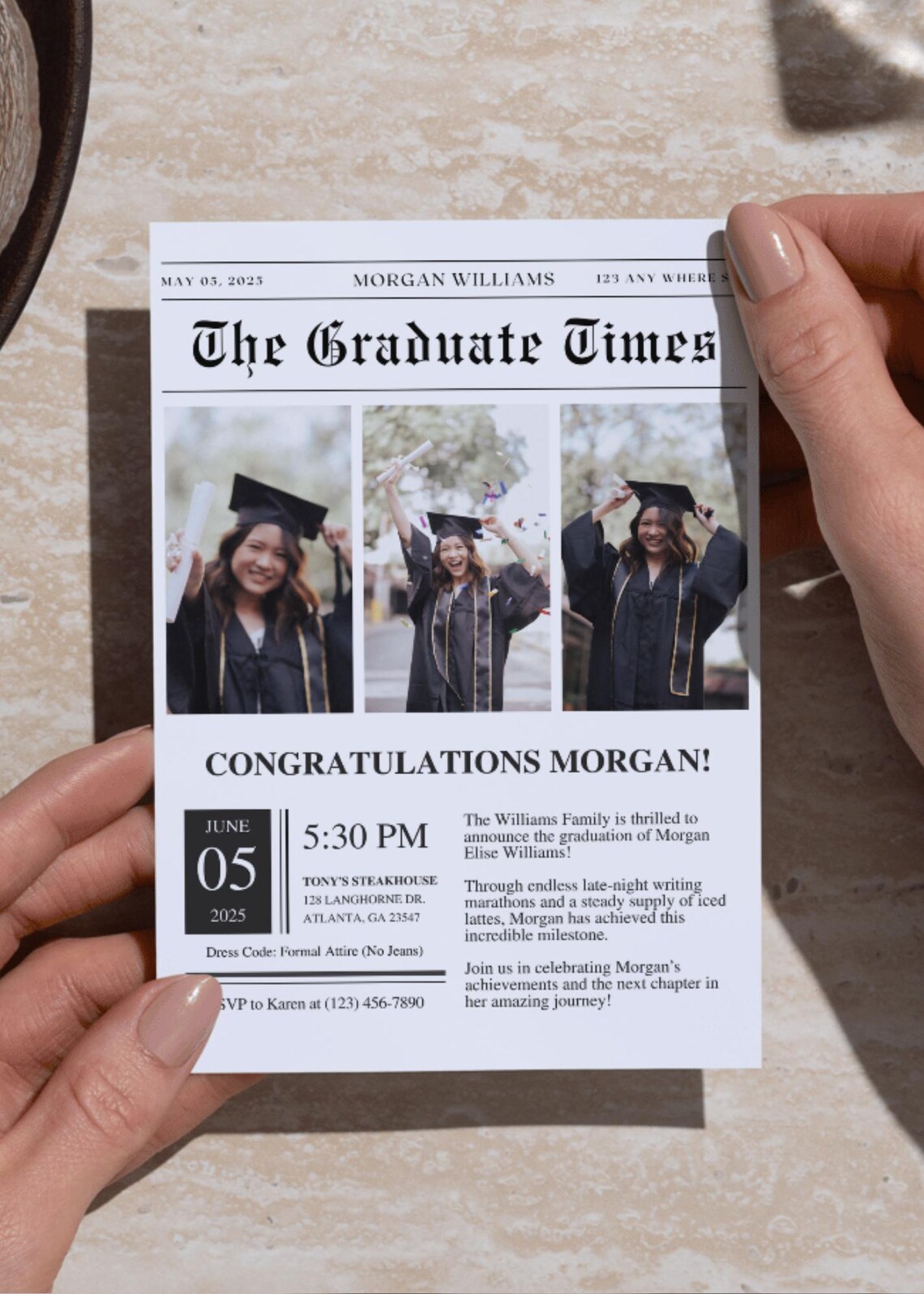 The Graduate Times Party Invitation - Editable Canva Template, Instant ...