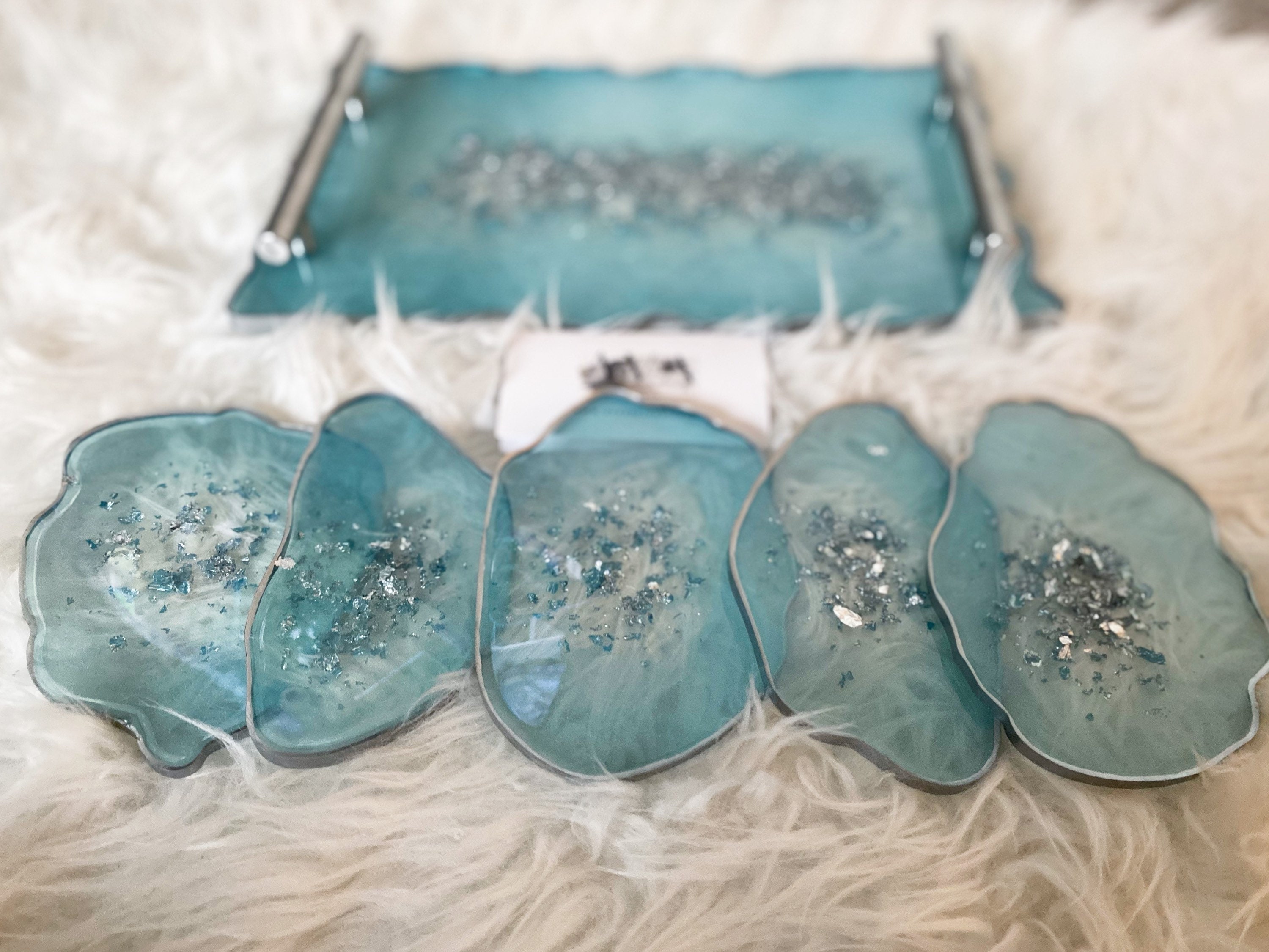 Customisable Resin Tray and Coaster Set - Etsy
