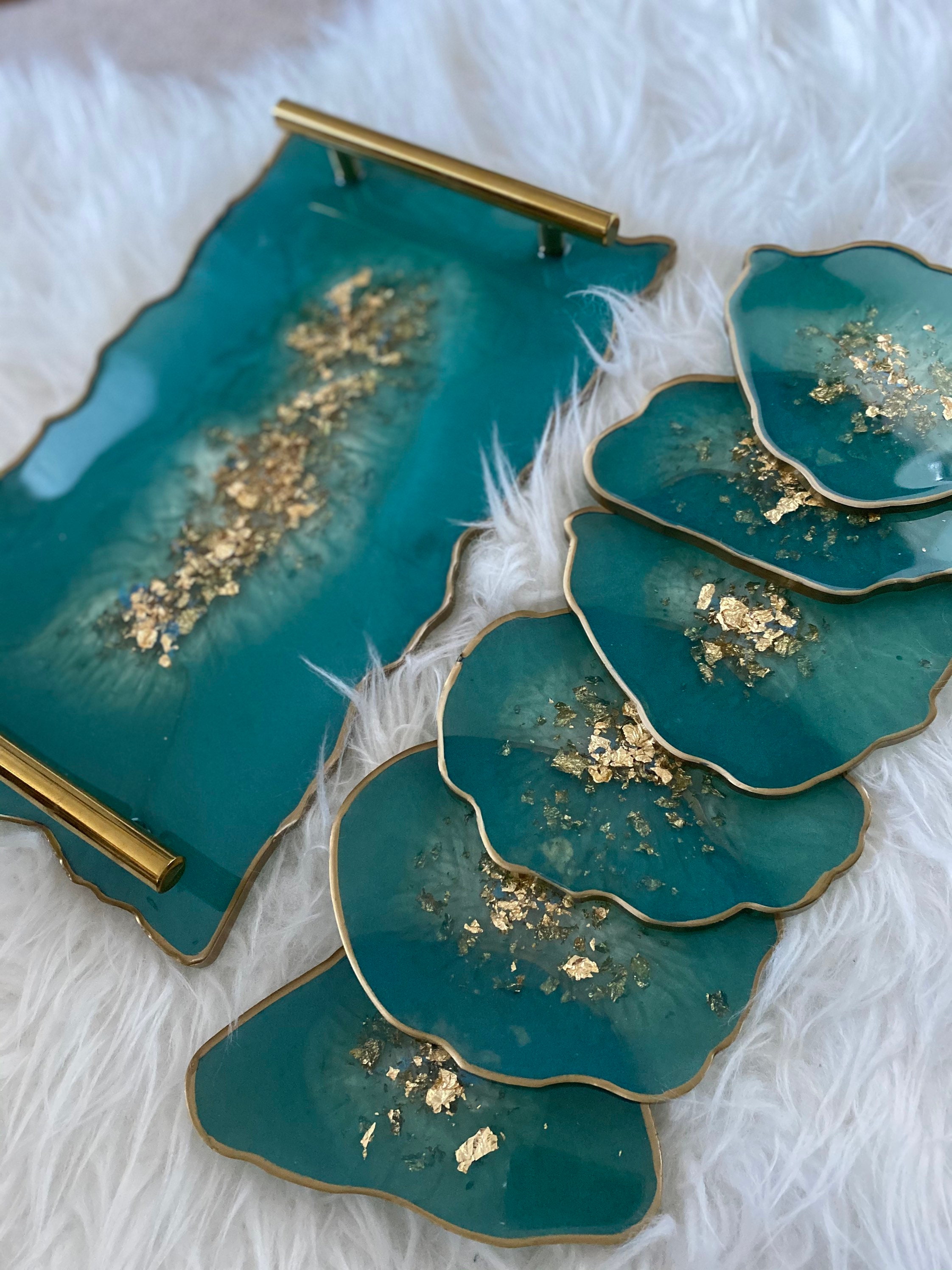 Customisable Resin Tray and Coaster Set - Etsy
