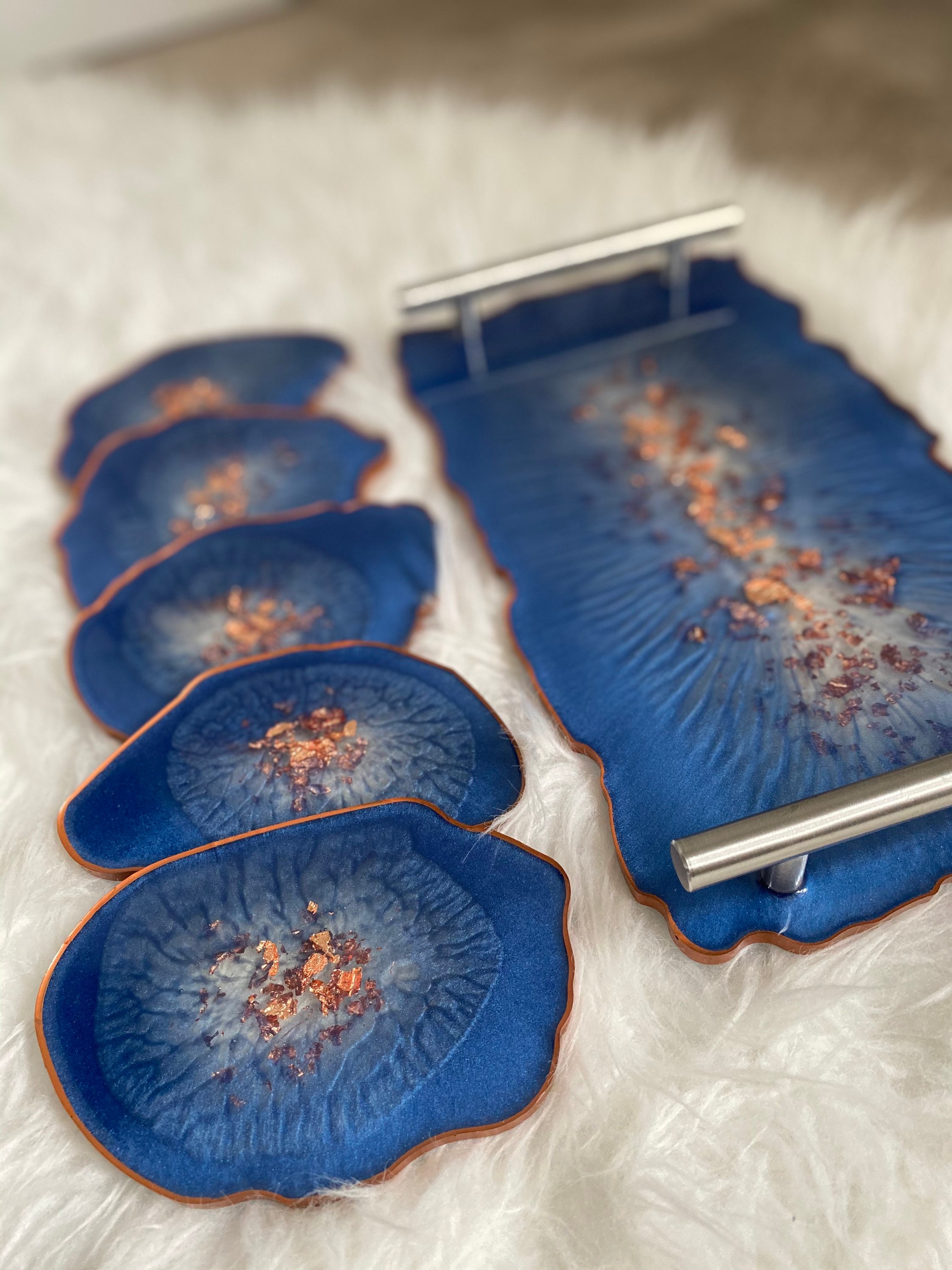 Customisable Resin Tray and Coaster Set - Etsy