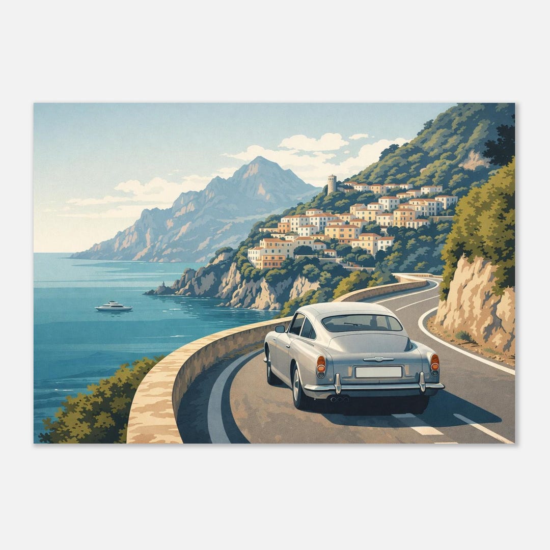 The Icon of Elegance: Aston Martin DB5 Coastal Print - Etsy