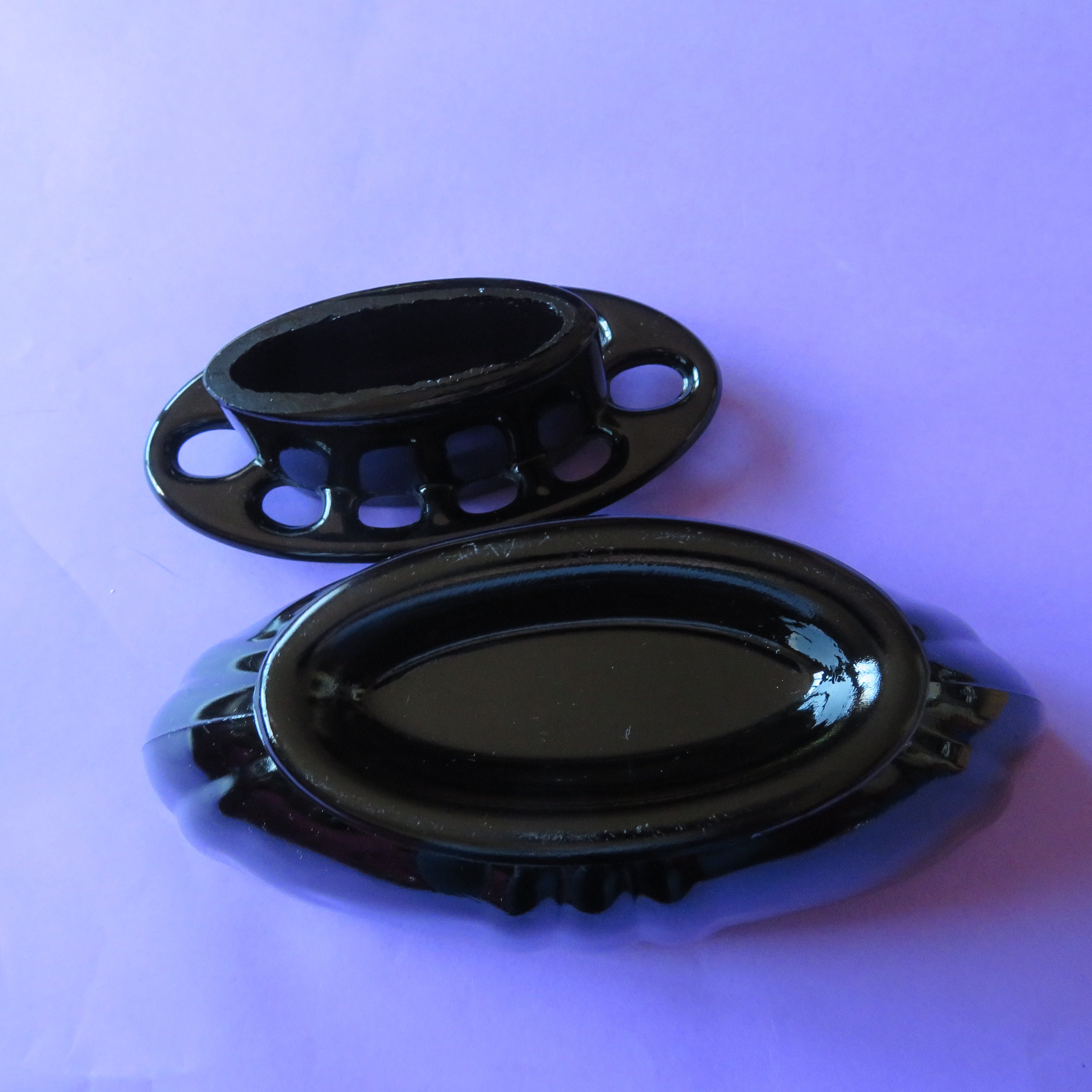 Bagley Black Glass Vase/bowl in the Bristol Pattern 3145 Produced From ...