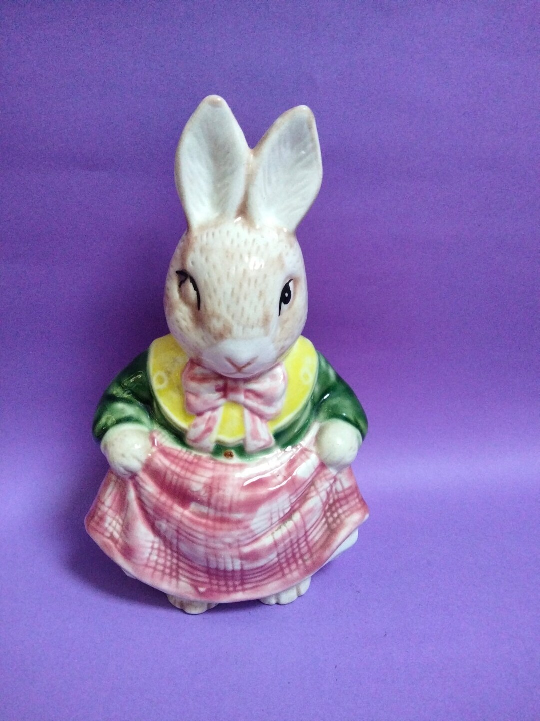 Bunny Rabbit Pottery Figurine From 1960s or Earlier, Delightful Hand ...