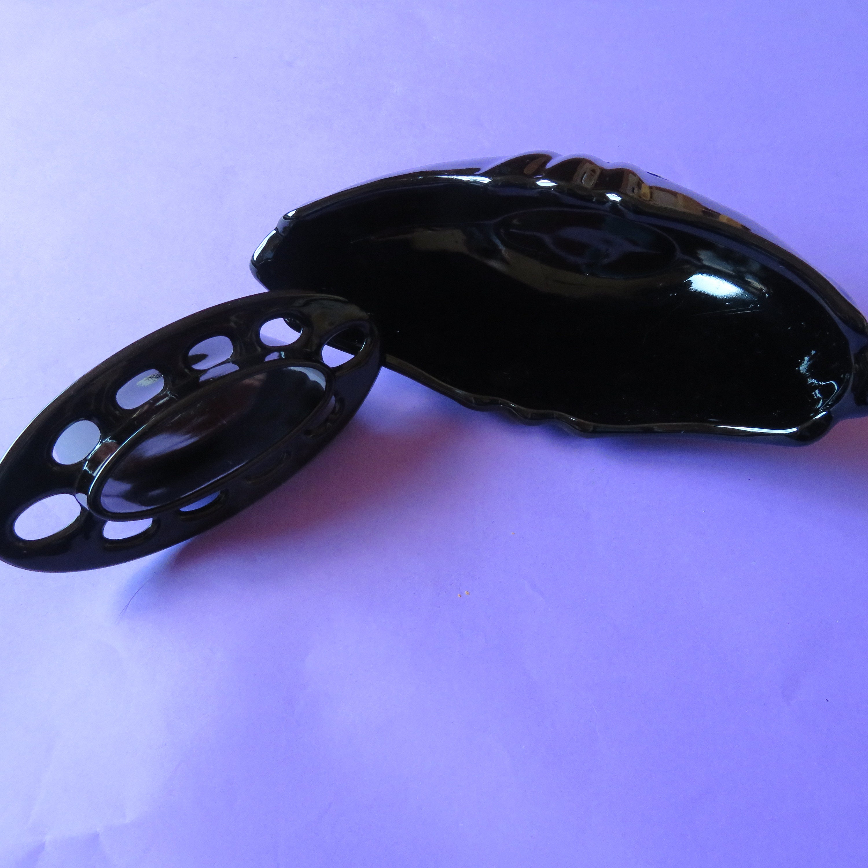 Bagley Black Glass Vase/bowl in the Bristol Pattern 3145 Produced From ...