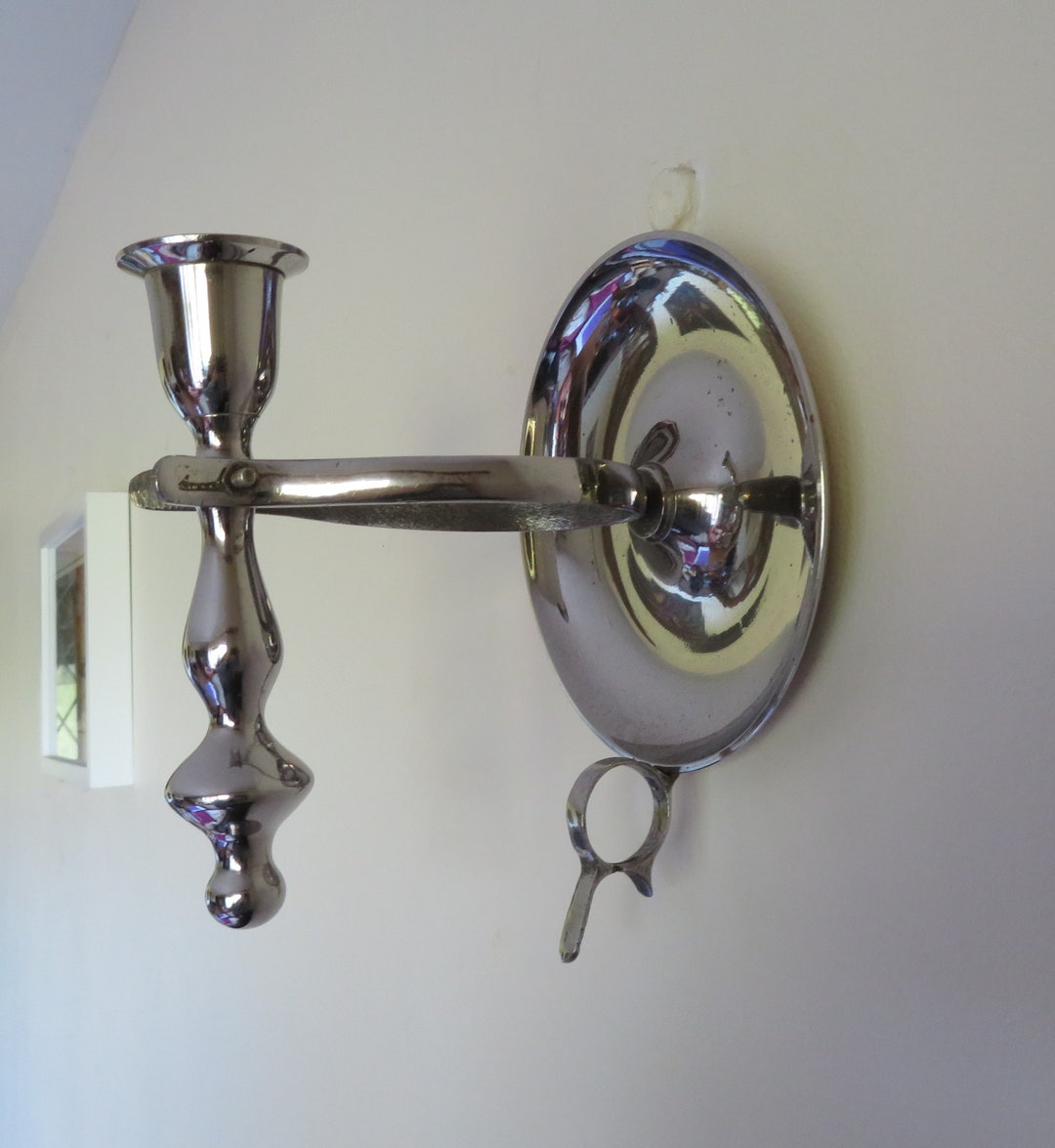 Gimbal Chamberstick and Candle Sconce Combination in White Metal ...