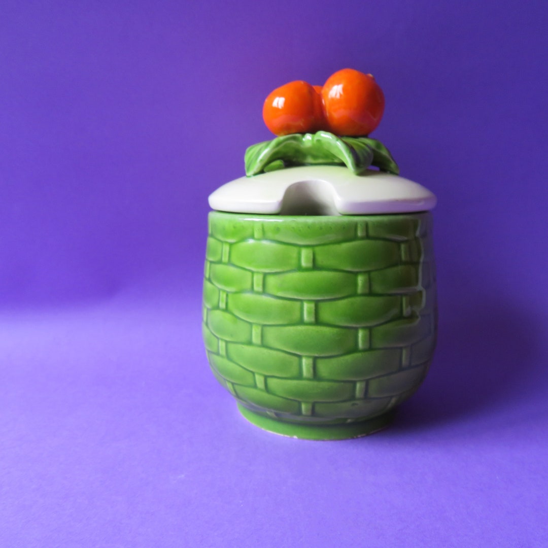 Retro Basket Weave Ceramic Preserve Jar/pot With Orange Fruit and ...