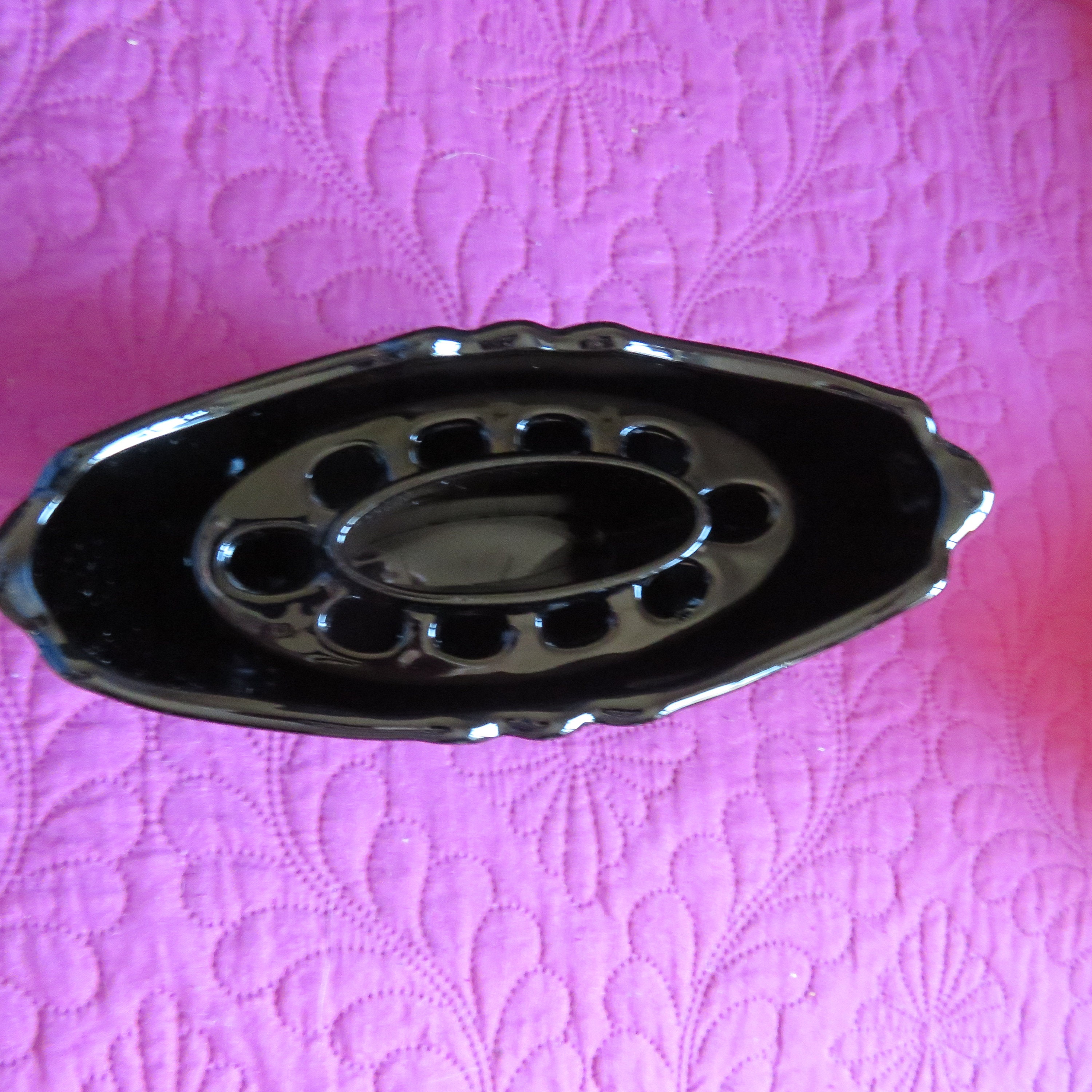 Bagley Black Glass Vase/bowl in the Bristol Pattern 3145 Produced From ...