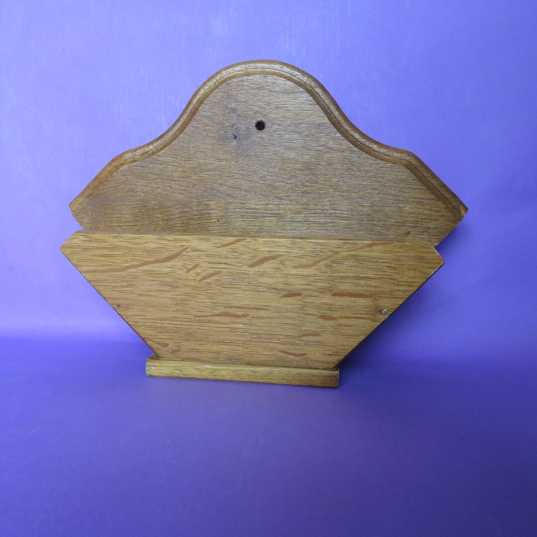 Vintage Handcrafted Wooden Wall Pocket or Mantel Storage, Retro Letter ...