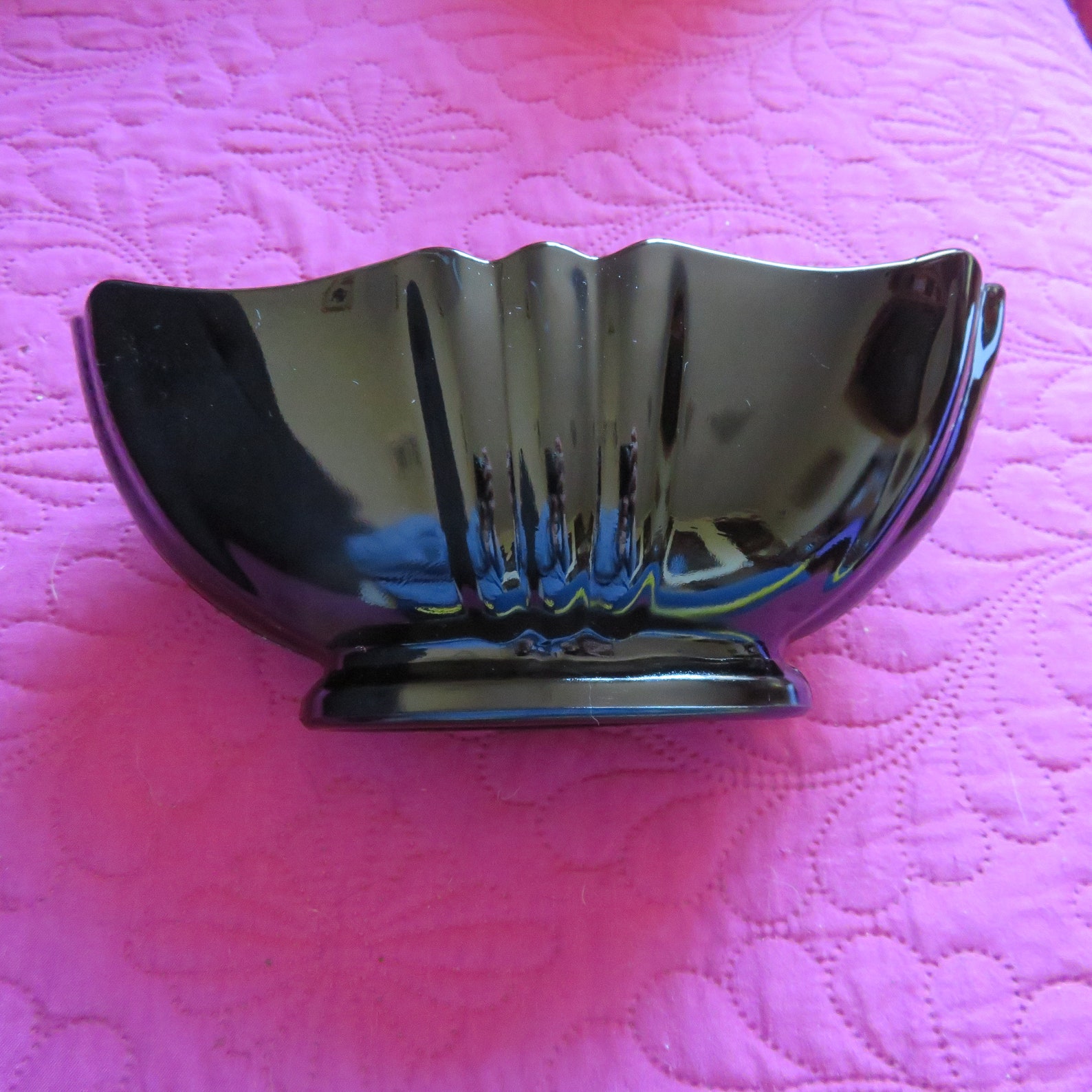 Bagley Black Glass Vase/bowl in the Bristol Pattern 3145 Produced From ...