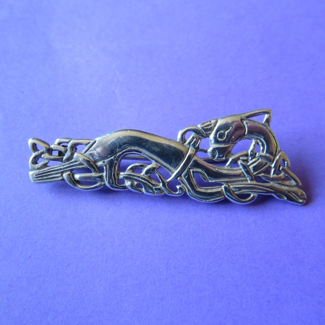 Book of Kells Irish Wolfhound Design Brooch in Sterling Silver, Irish ...