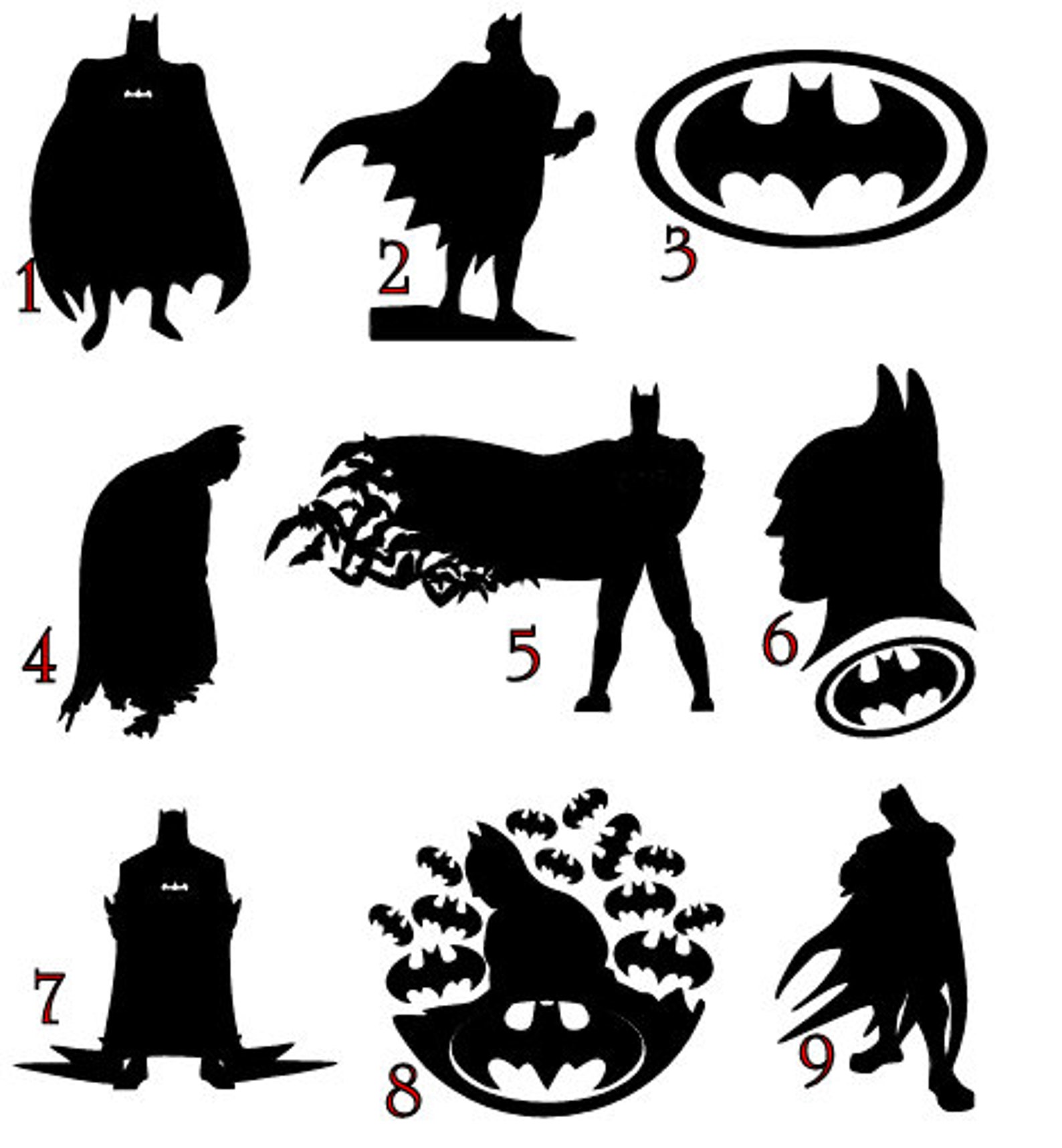 6 Batman Vinyl Decal Sticker Silhouette Bauble Wall Art Deco U Etsy