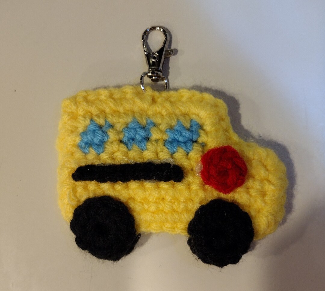 Handmade Crochet Mini School Bus Keychain - Etsy
