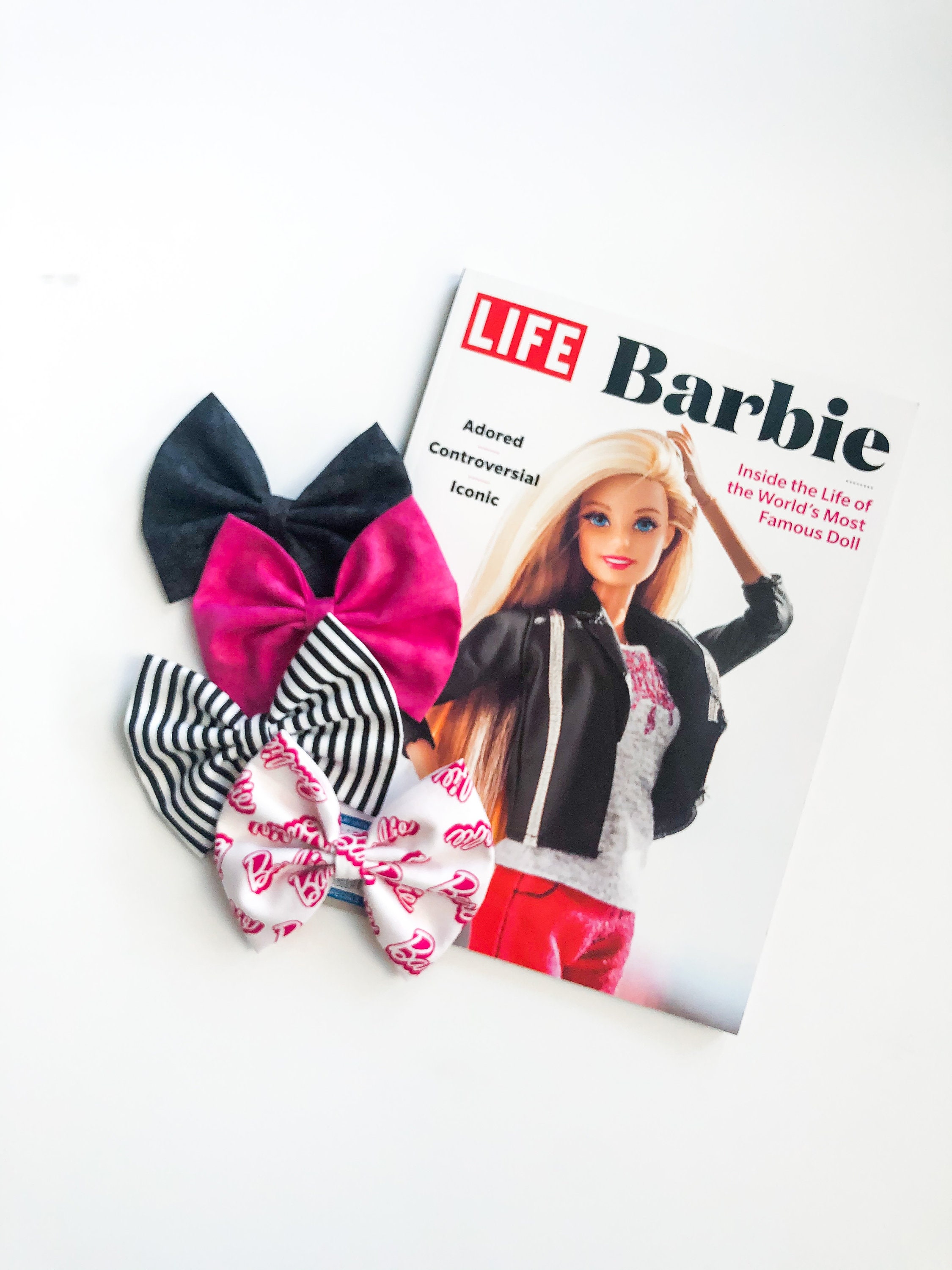 Spring Bows Set of 4 Barbie Bows Hot Pink Bow Black | Etsy