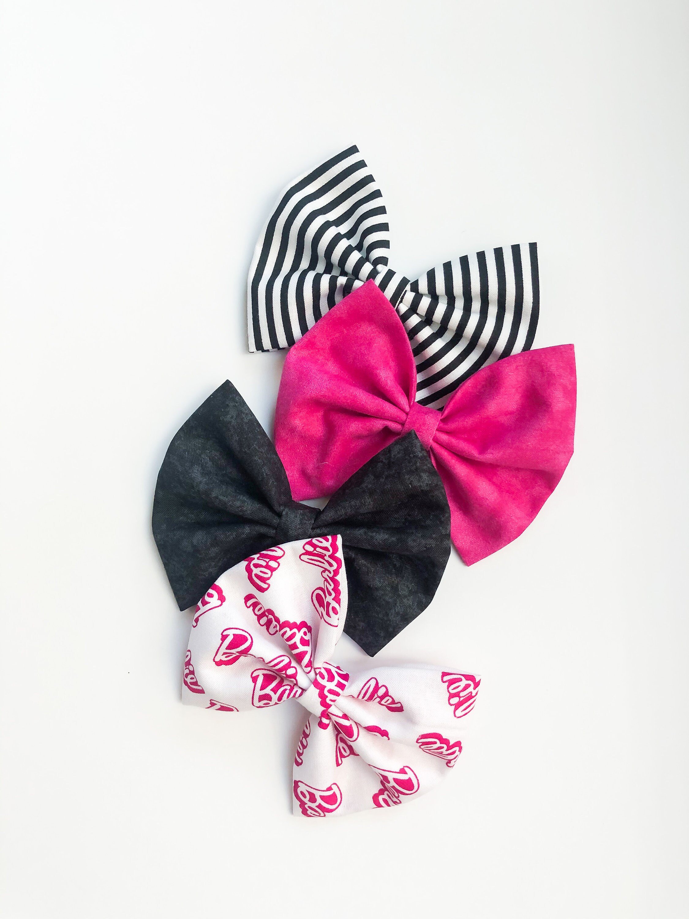 Spring Bows Set of 4 Barbie Bows Hot Pink Bow Black | Etsy