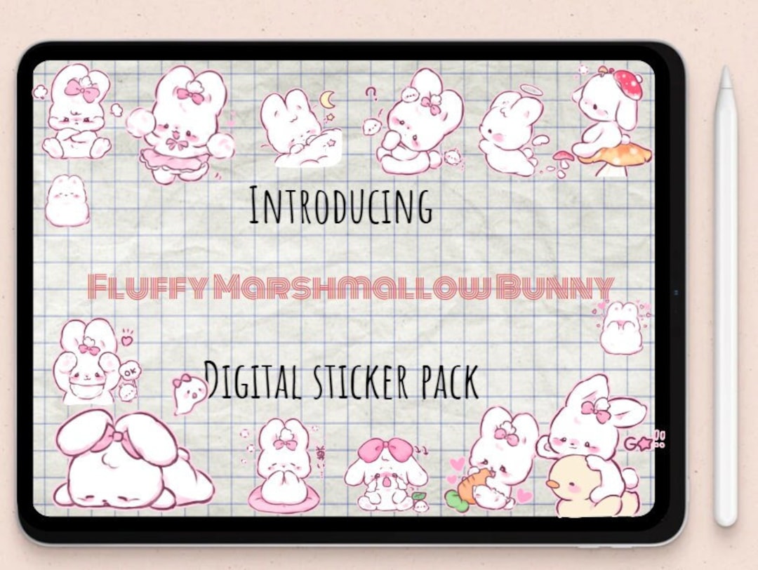 Fluffy Marshmallow Bunny Pack |cute Digital Sticker Pack |bunny ...