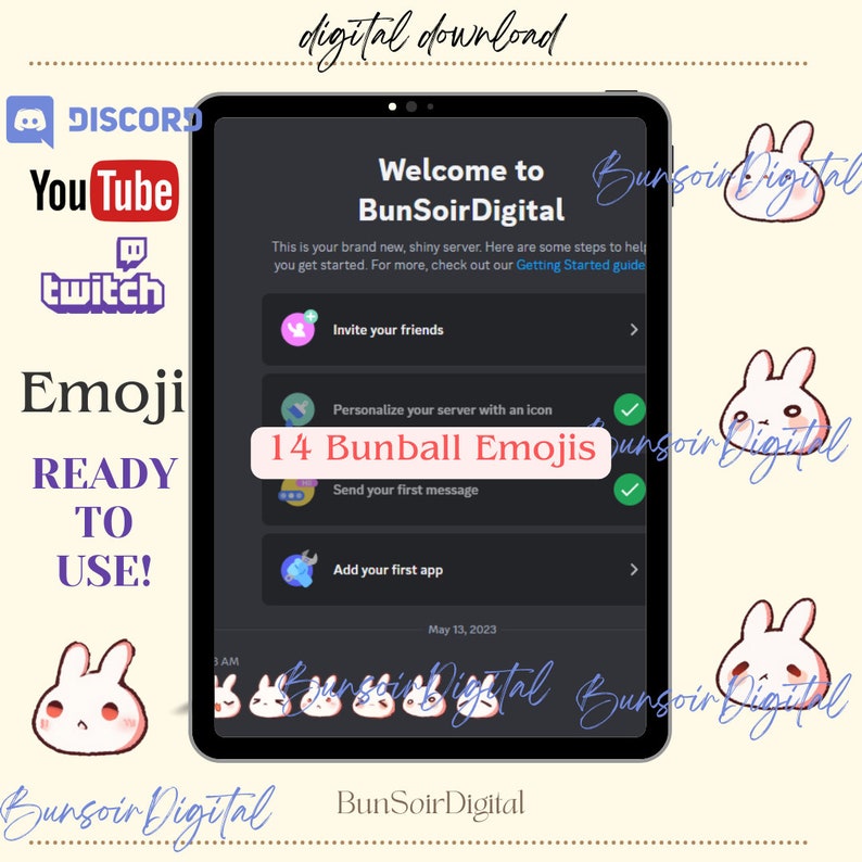 Twitch Emotes / Emote Pack / Streamer / Discord / Youtube / Cute Bunny ...