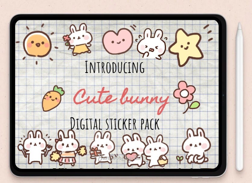 Cute Bunny Pack |cute Digital Sticker Pack |bunny Stickers | Download ...