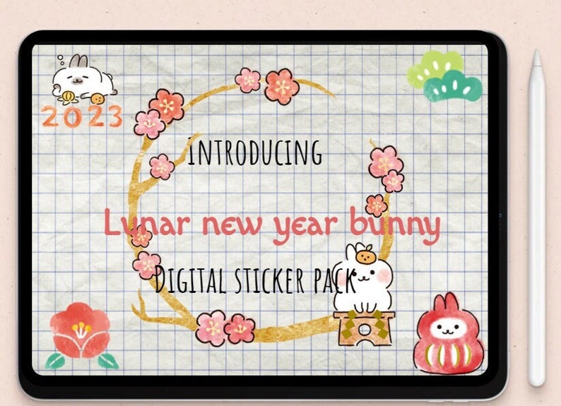 Lunar New Year Bunn Pack | 36 Cute Digital Sticker Pack |bunny Stickers ...