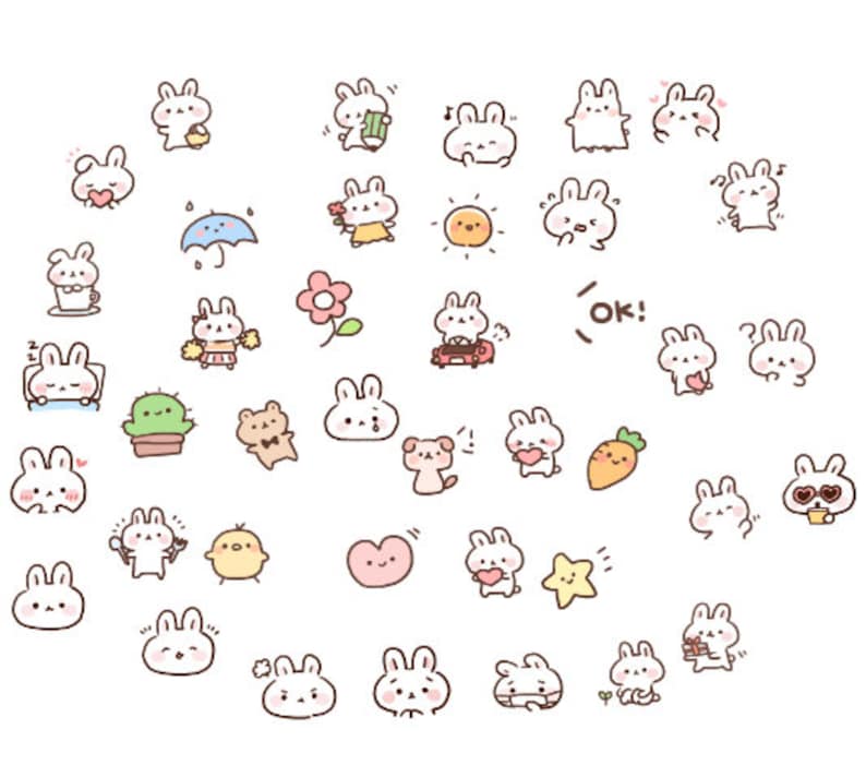 Cute Bunny Pack |cute Digital Sticker Pack |bunny Stickers | Download ...