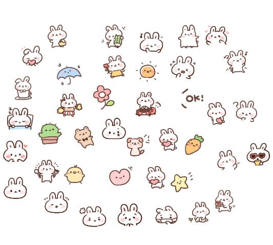 Cute Bunny Pack |cute Digital Sticker Pack |bunny Stickers | Download ...