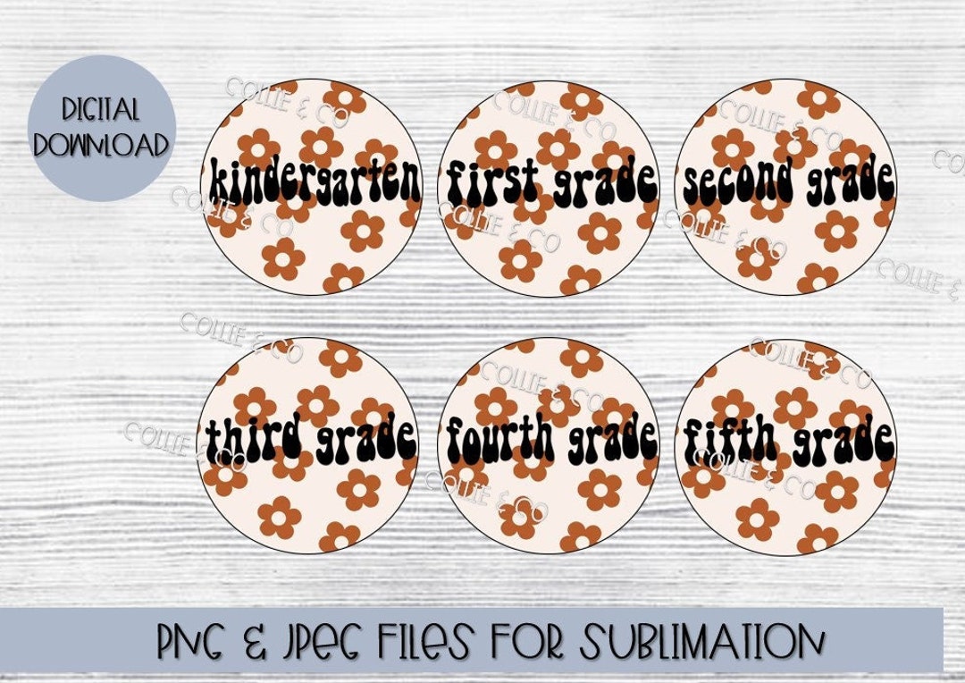 Retro School Grades Png Bundle, Floral Back to School Png Bundle ...