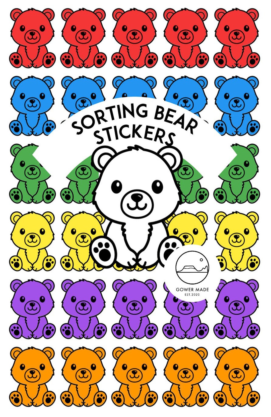 Sorting Bears Sticker Sheet Making Repeating Patterns Fine - Etsy