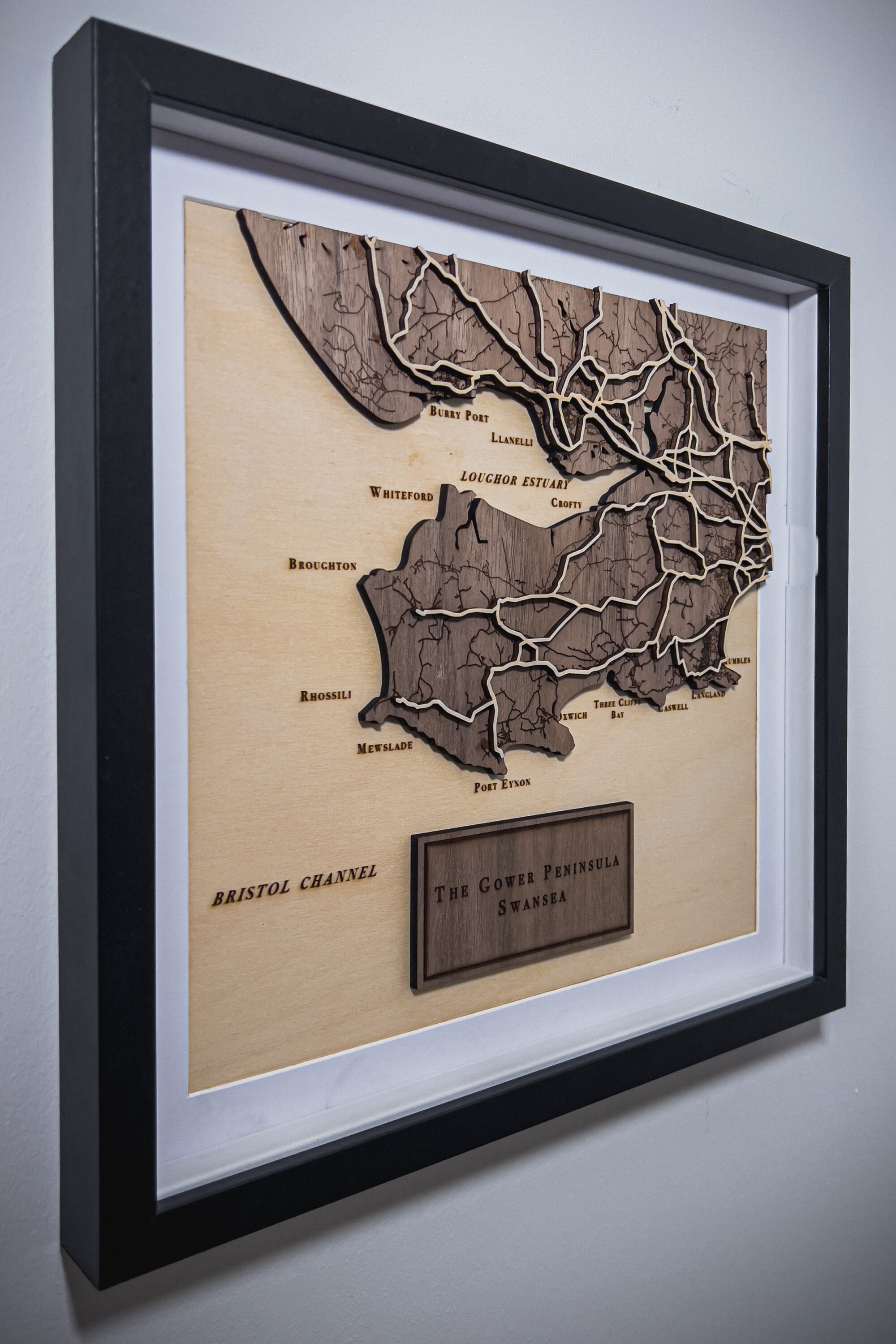 Gower Laser Cut Map Framed Wooden Map Personalised Gift - Etsy