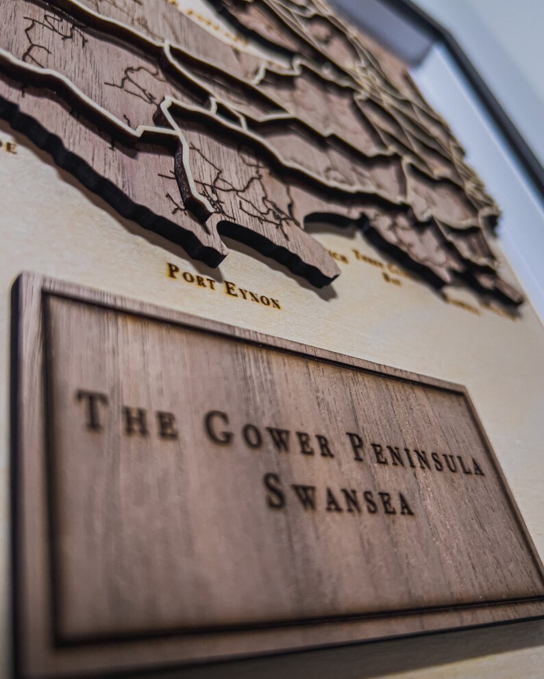 Gower Laser Cut Map Framed Wooden Map Personalised Gift - Etsy