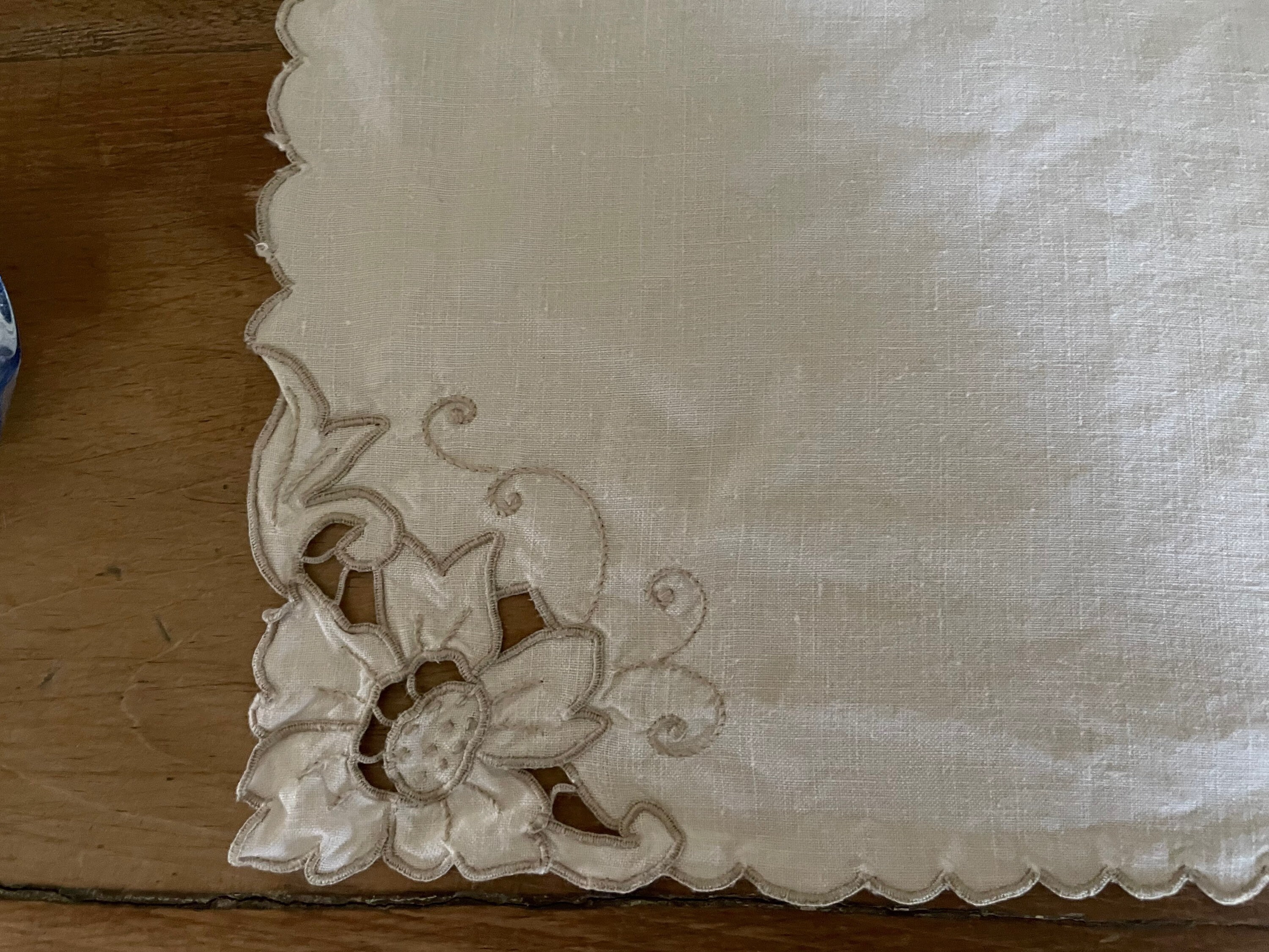 Vintage Floral Rustic Embroidered Linen Table Cloth/ Tray - Etsy