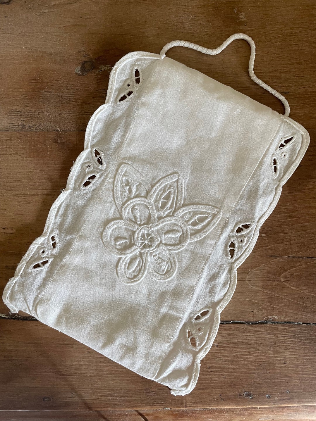 Vintage Appliqué Linen Toilet Roll Holder, Unusual Piece Which Could Be ...