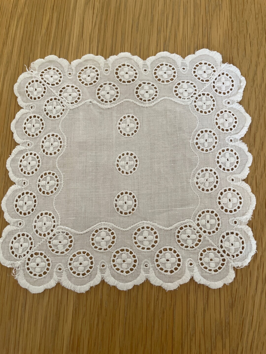 Vintage Embroidered Linen Coaster/table With Embroidered Flower Defail ...