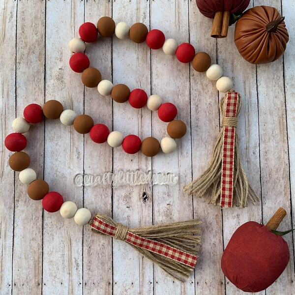 Red Beaded Garland - Etsy