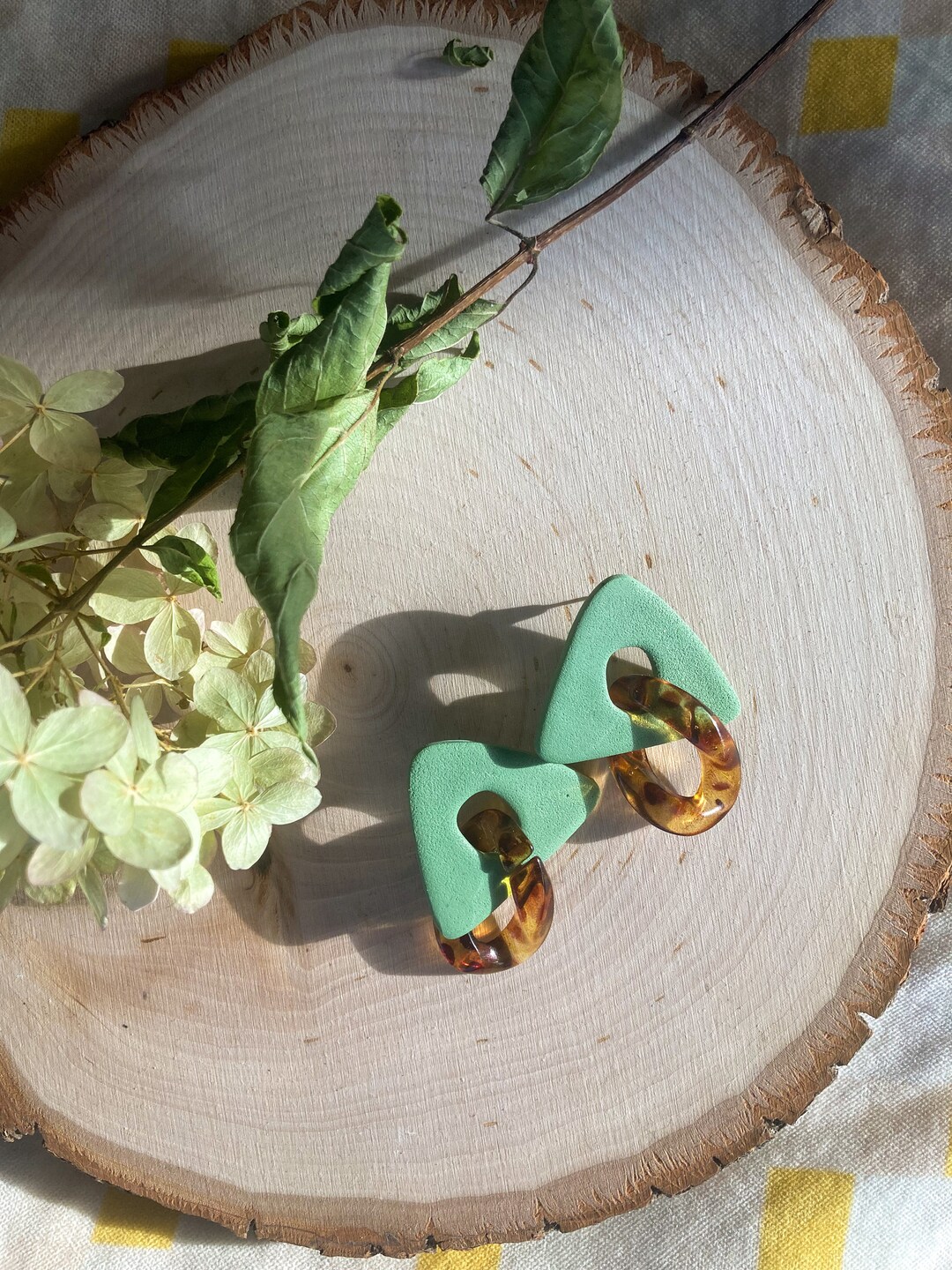 Deltas / Tortoiseshell Abstract Clay Earrings Handmade Gifts Statement ...