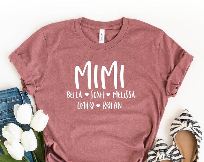 Personalized Mimi Shirt With Grandkids Name, Mothers Day Shirt, Custom ...