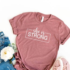 She is Strong Shirt, Shirt She is Strong, Yoga Shirt, Workout Shirt ...