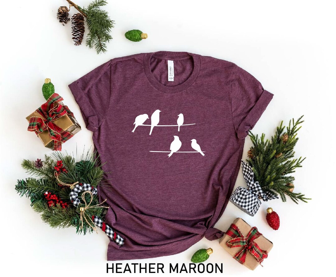 Birds Shirt, Birds on a Wire, Nature Tshirt, Animal Shirt, Cute Animal ...