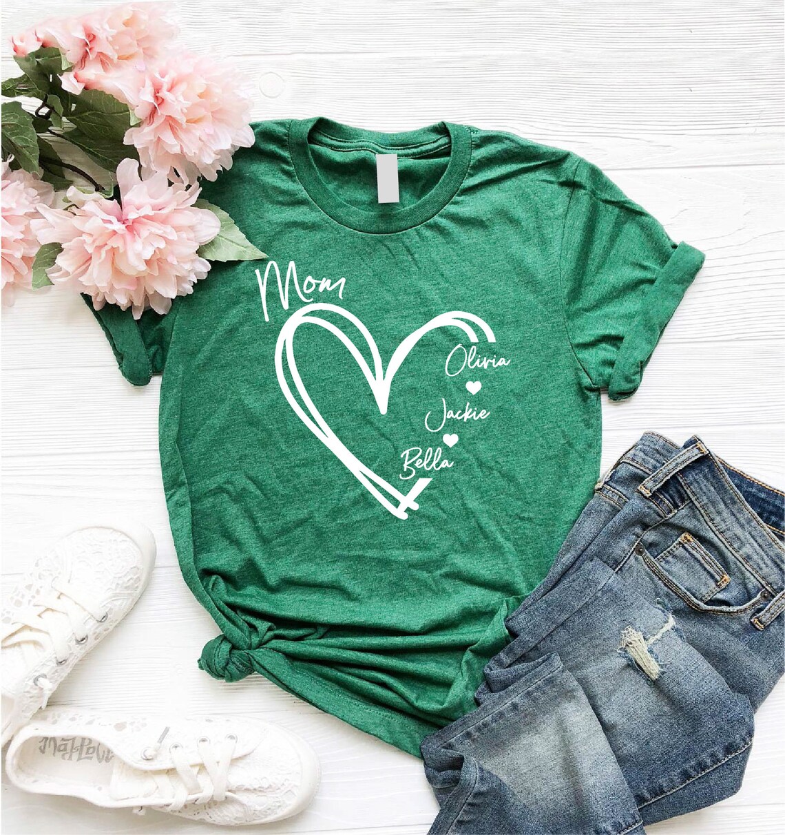 Custom Mom Shirt, Mommy Shirt With Names, Personalized Mama T-shirt ...
