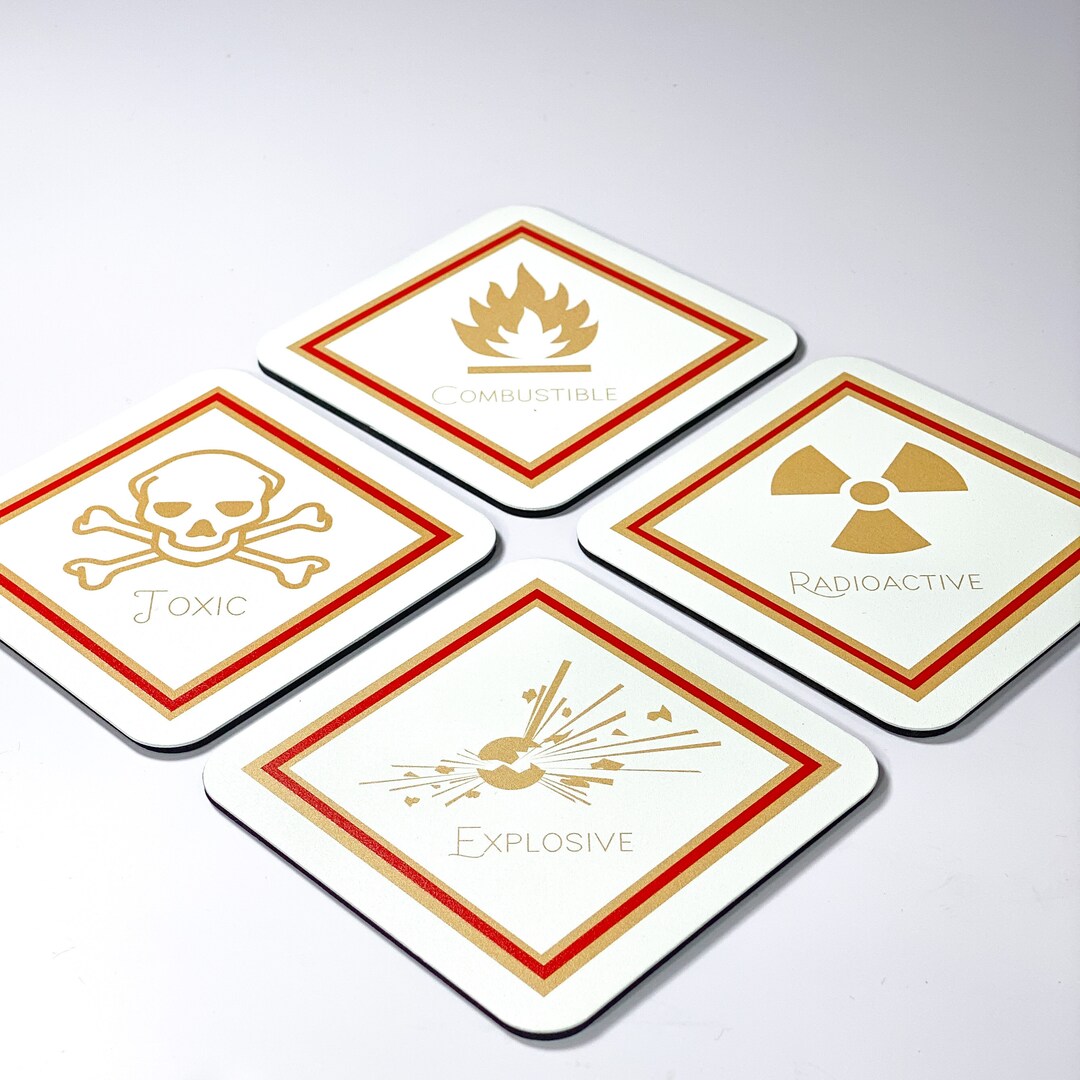 Hazardous Labels Coaster Set Health & Safety PPE Engineering and ...