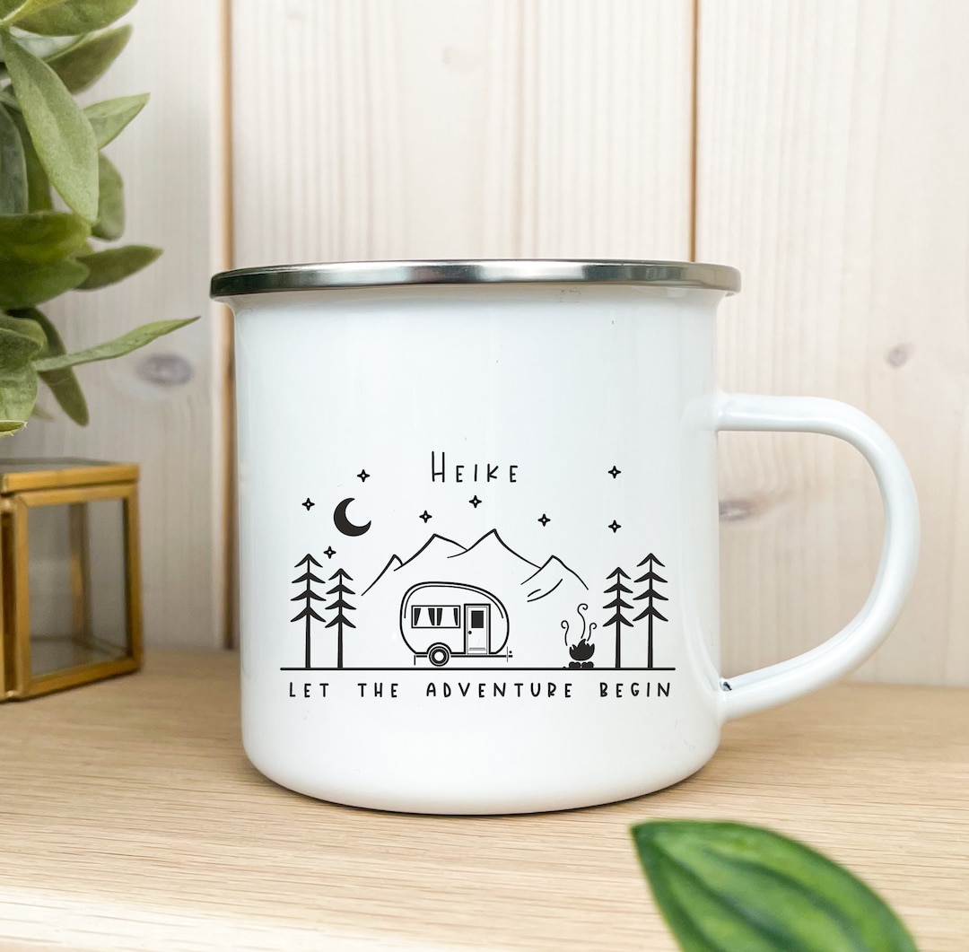 Emaille Tasse Camping, Zubehör für Camper, Geschenkidee für Camper ...