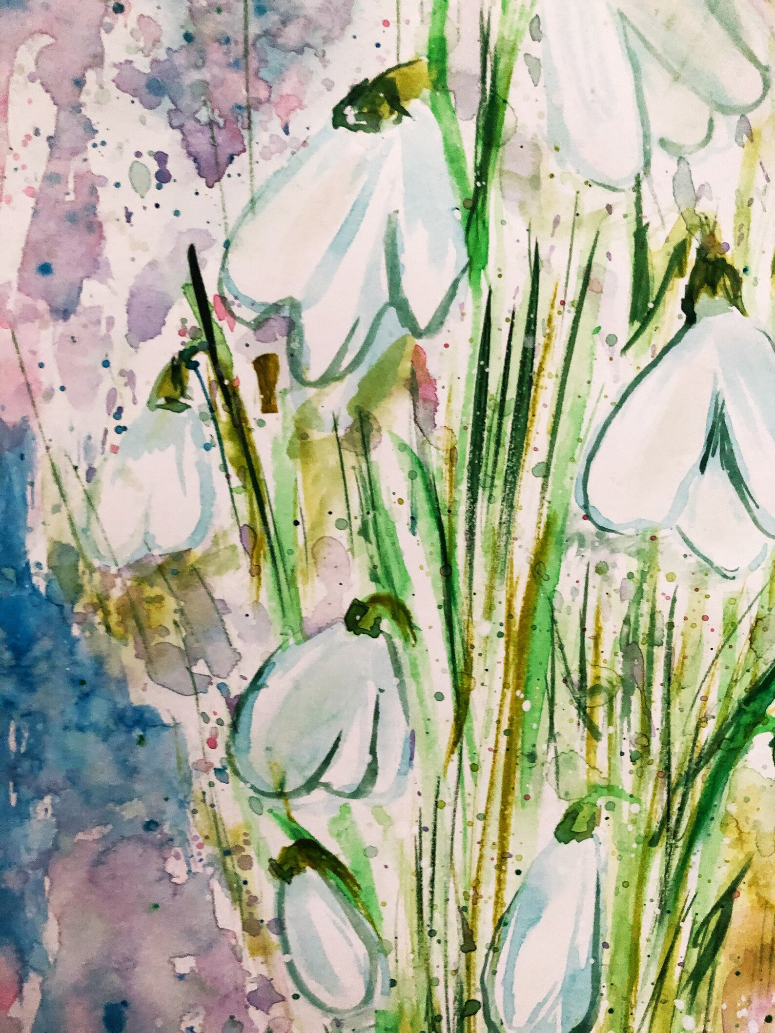 Snowdrop Painting Flower Original Art Watercolor Snowdrop | Etsy