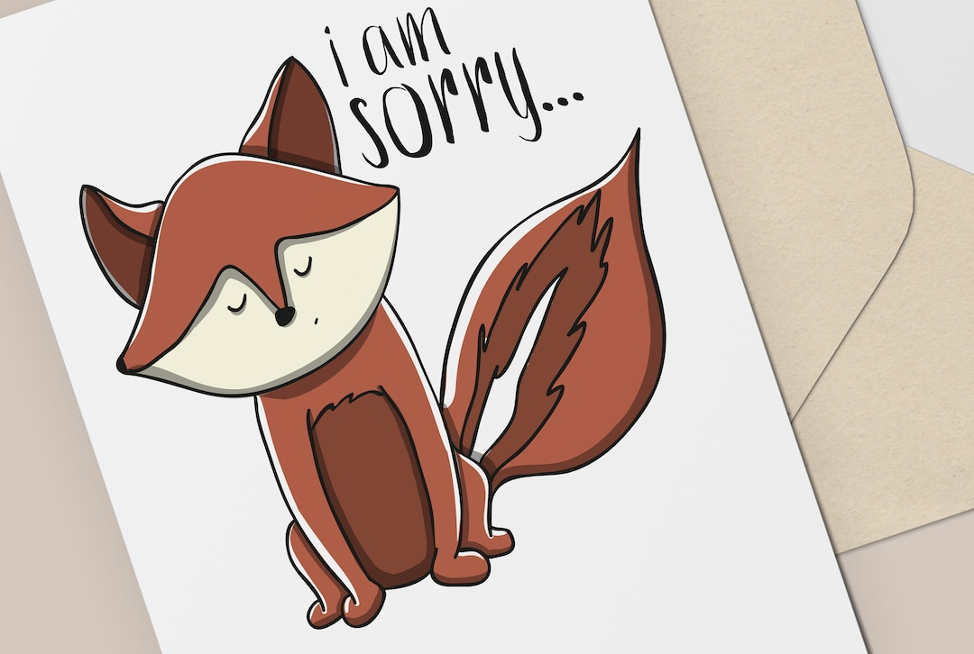 I'm Sorry Card, Apology Card, Cute Sorry Card, Cute Apology Card, Fox ...