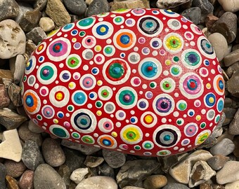 Hand Painted Polka Dot Stone Unique Painted Stones | Etsy