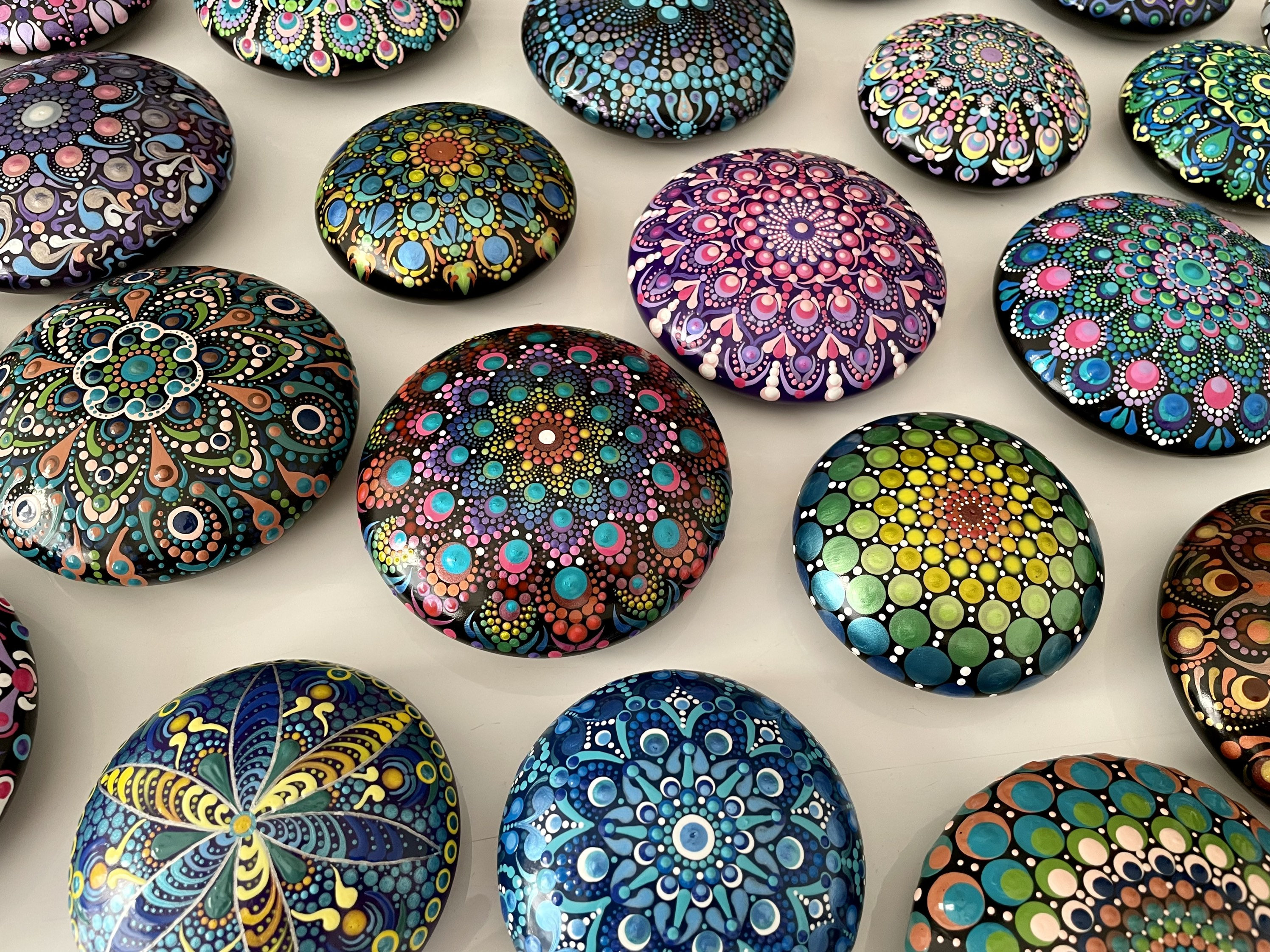 Medium Hand Painted Mandala Stone Meditation Stone Hand - Etsy