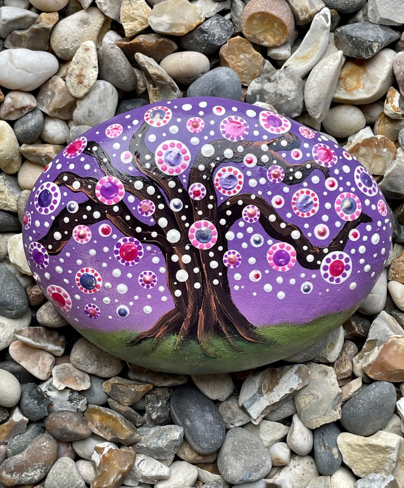 Personalised Large Hand Painted Tree of Life Stone Mandala - Etsy