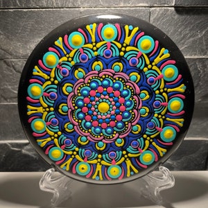 Large Hand Painted Mandala Disc - Meditation Stone - Hand Made - One ...