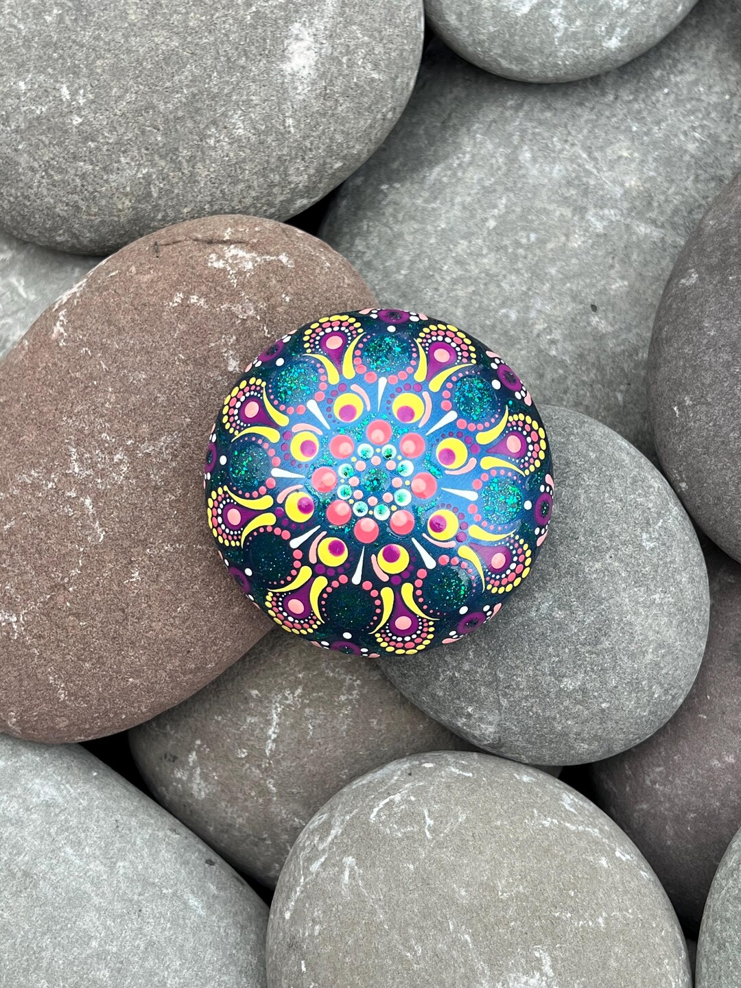 Small Hand Painted Mandala Stone - Meditation Stone - Hand Made ...