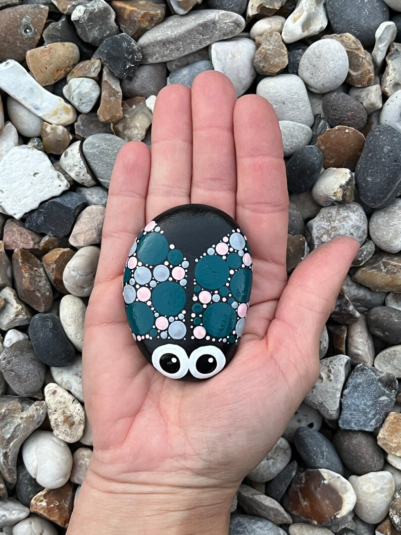 Hand-painted Ladybug Stone – Dot Art Garden Rock, Pocket Pebble - Etsy
