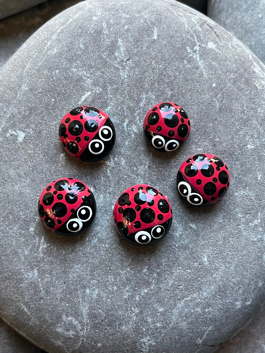 Mini Ladybug Gems X 5 - Hand Painted - Painted Stones - Ladybird ...