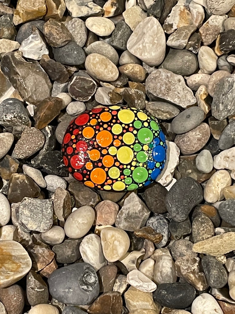 Hand Painted Polka Dot Stone Unique Painted Stones | Etsy