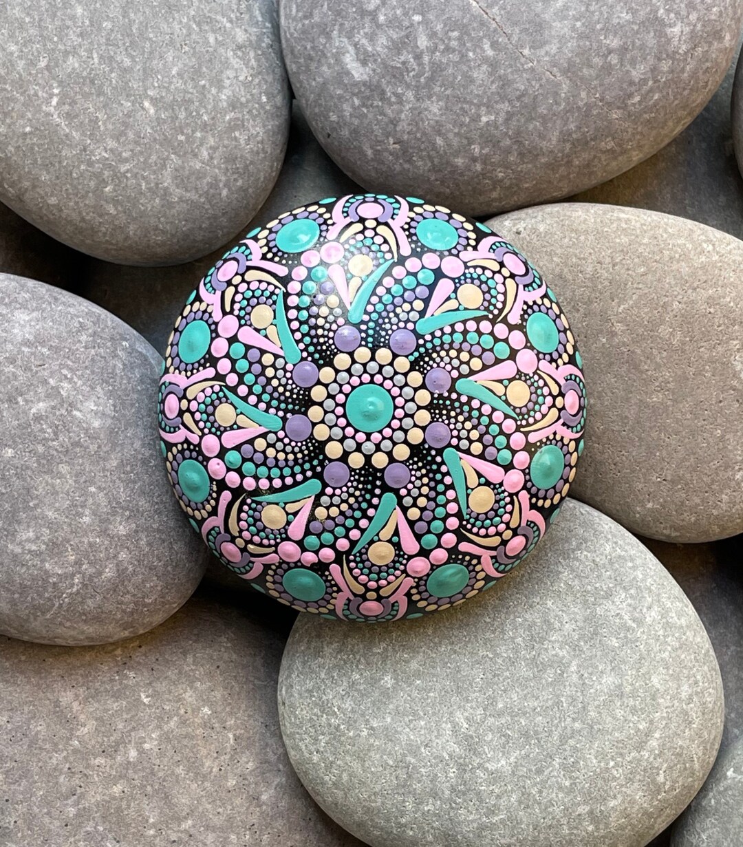 Medium Hand Painted Mandala Stone - Meditation Stone - Hand Made ...
